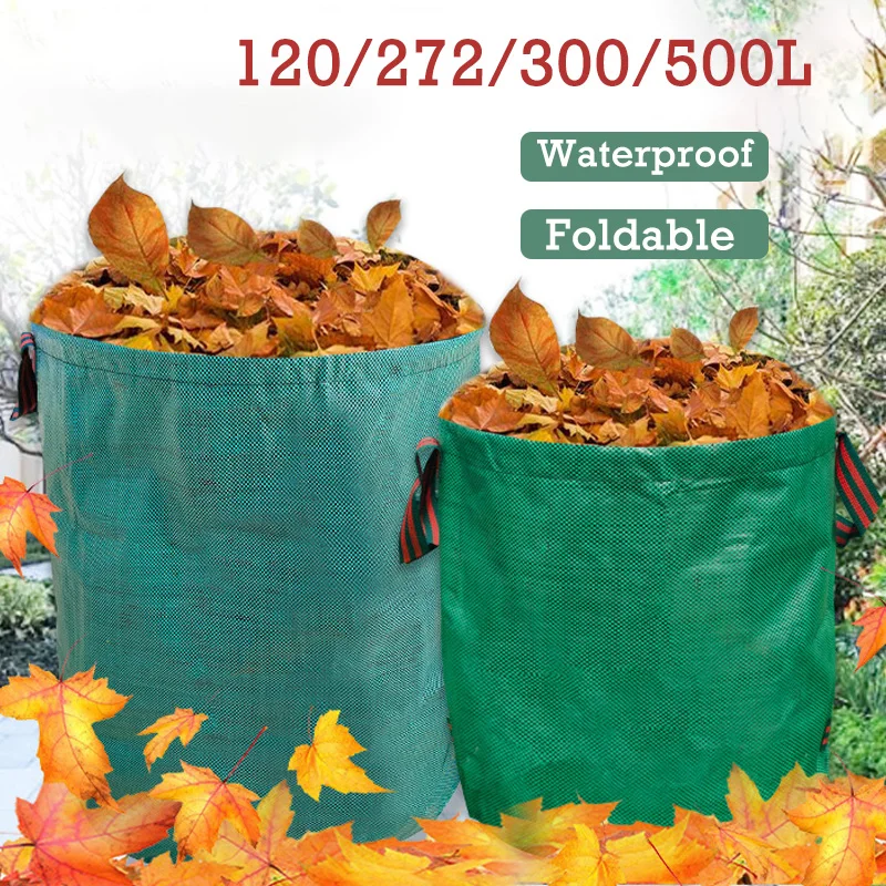 Large Capacity Garden Yard Waste Bag with Cover Foldable Waterproof ...