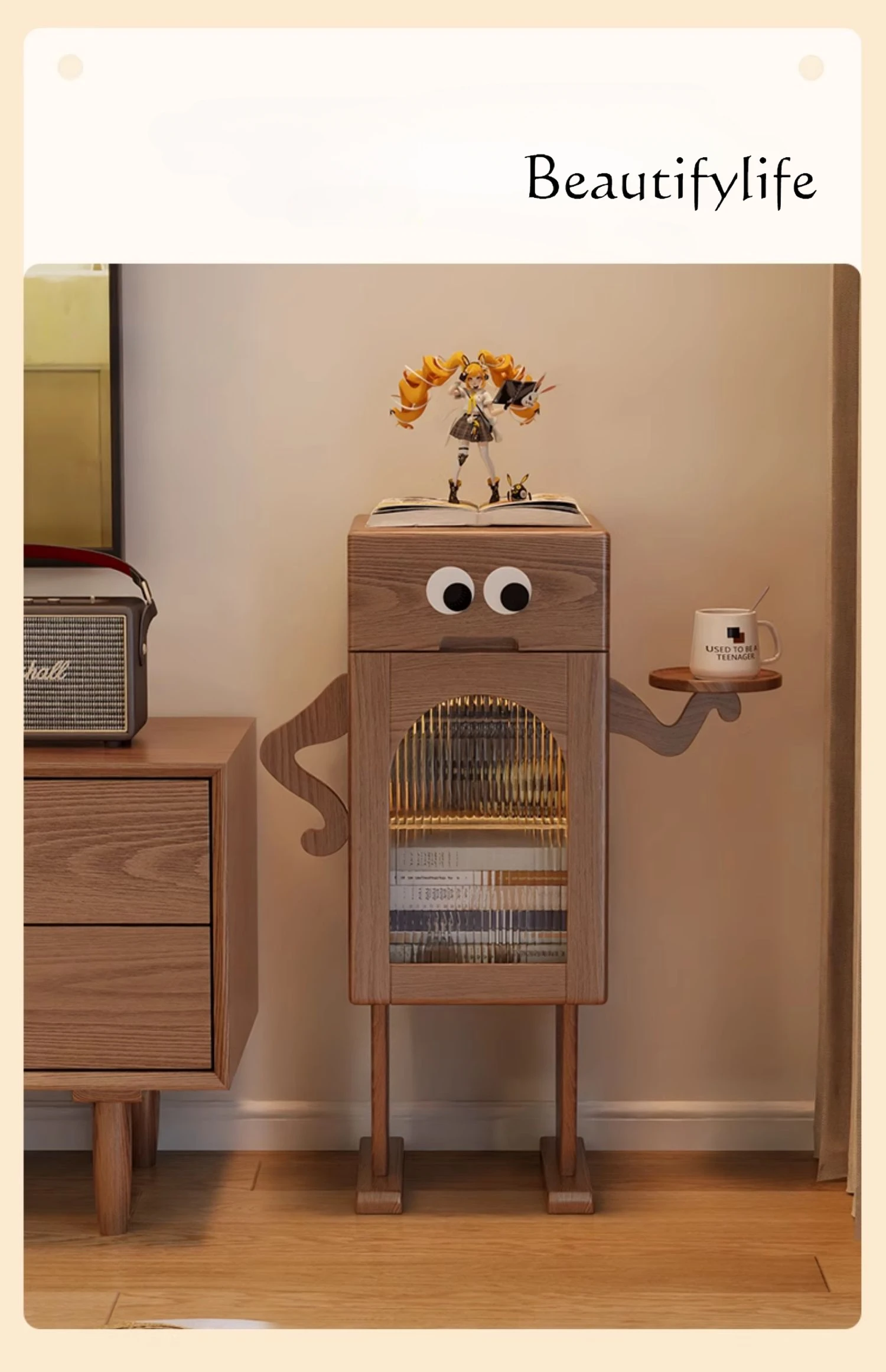 Bedside-Table-with-Light-Solid-Wood-Sofa-Side-Table-Side-Cabinet-Living ...