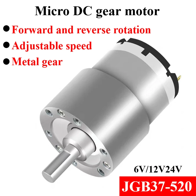 JGB37-520 Miniature High Torque Gearbox 6V/12V/24V 7RPM~960RPM High ...