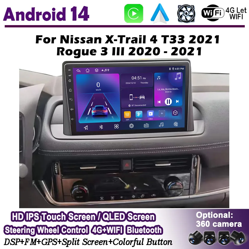 Android 14 For Nissan X-Trail XTrail X-Trail 4 T33 2021 Rogue 3 III ...