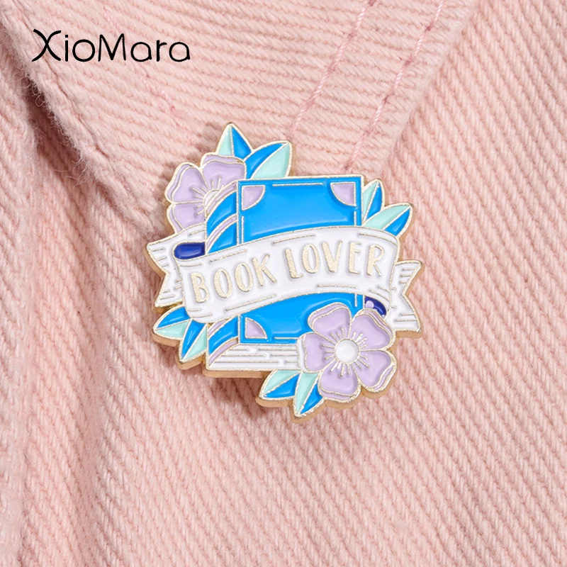 Book Lover Reading Member Enamel Pins Metal Brooches Lapel Jackets ...