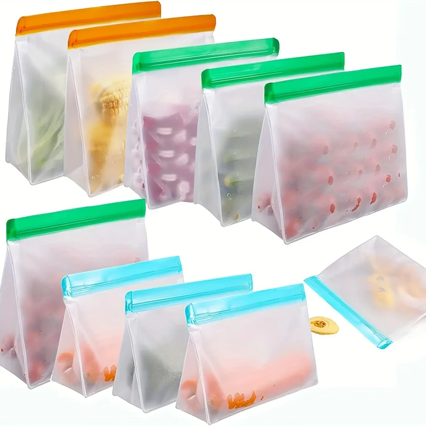 Reusable-Silicone-Food-Bag-Freezer-Stand-Up-Food-Storage-pouch-PEVA-Bag ...