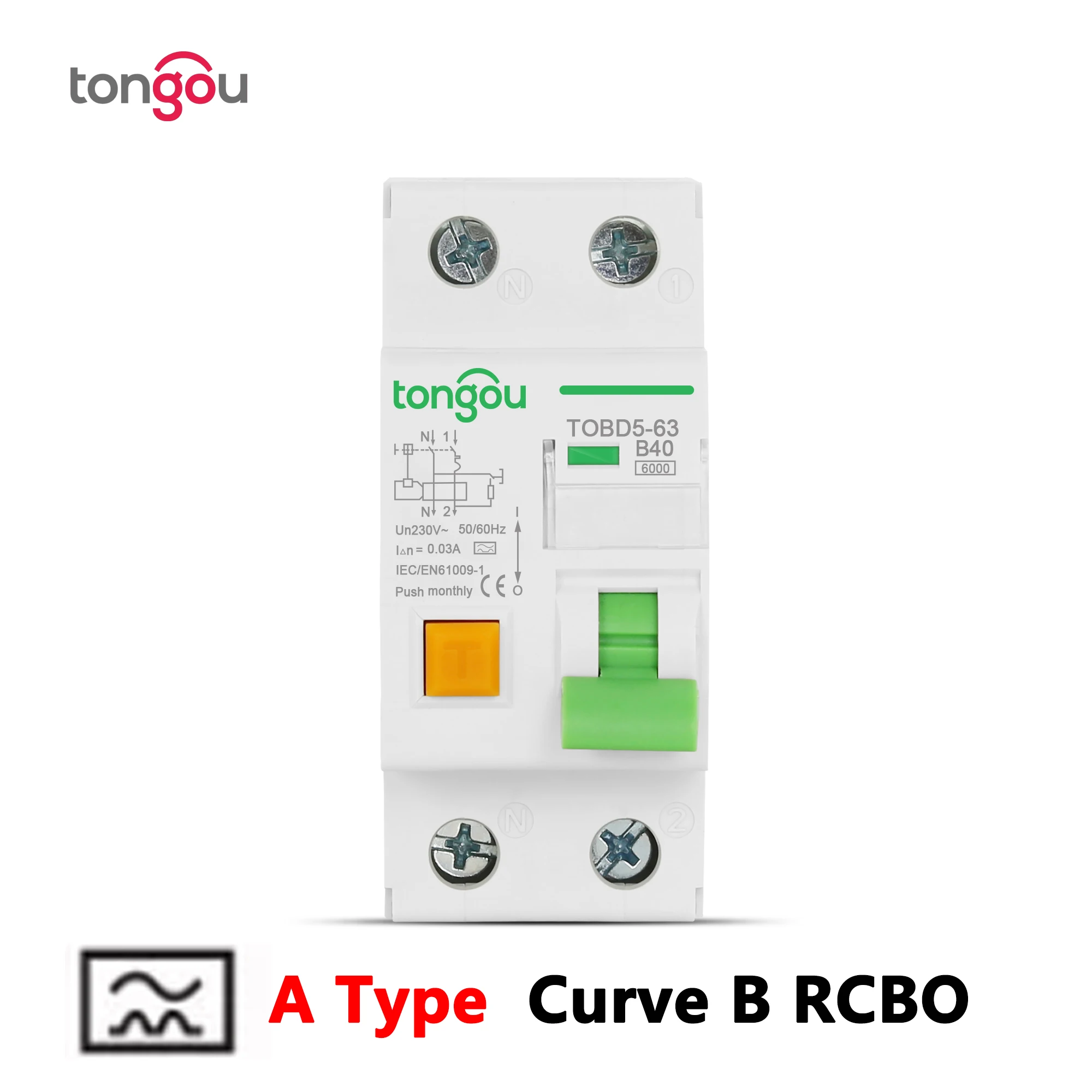 Type A Curve B Rcbo 6ka 1p+n 16a 40a Electromagnetic Residual Current ...