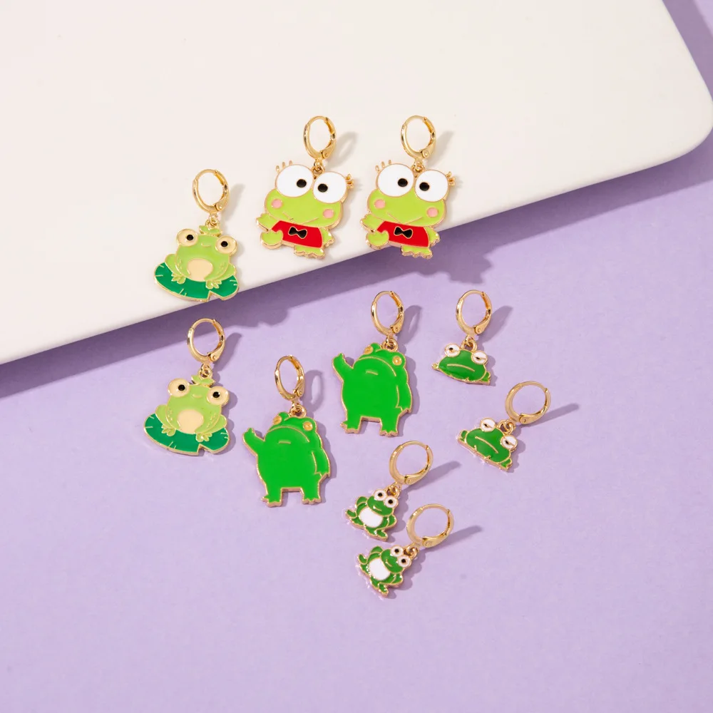 New-Cute-Enamel-Colorful-Frog-Dangle-Earrings-For-Women-Fashion-Pierced ...