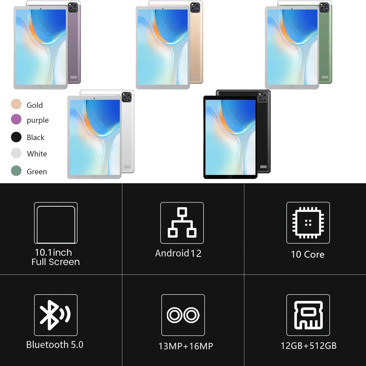 2023 New Global Version 11 Inch Tablets Android 12 Deca Core 16GB RAM ...