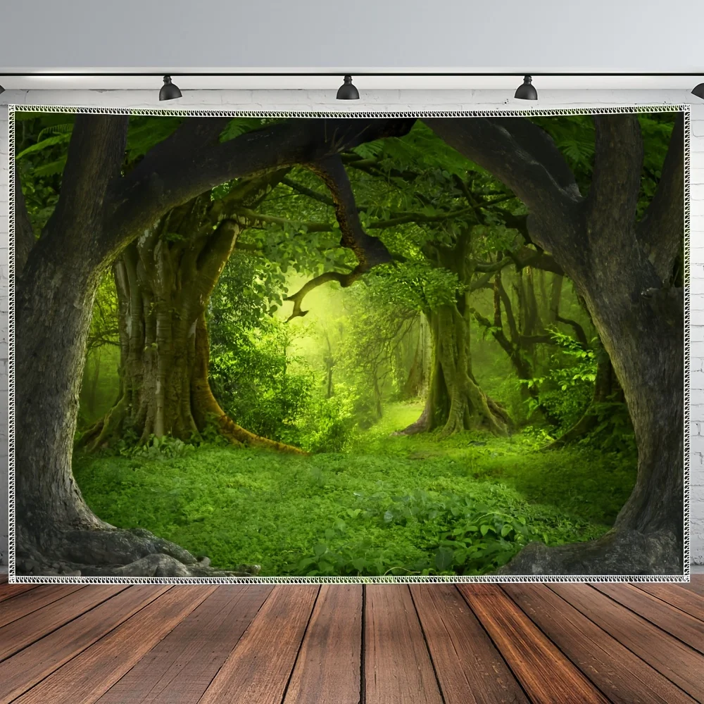 A green vegetation forest natural scenery photo background wall hanging ...