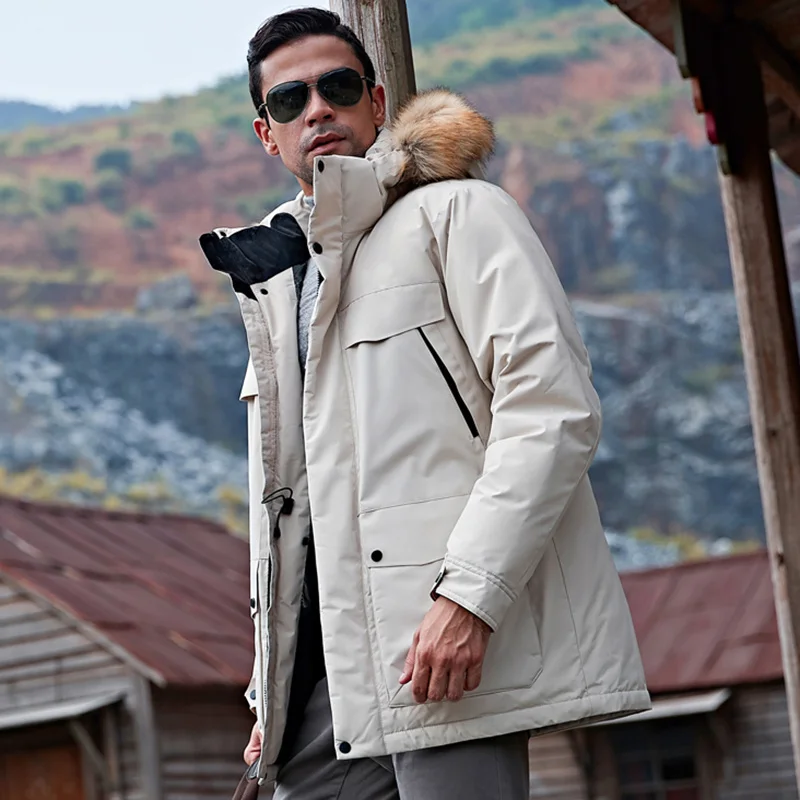 40-degrees-White-Duck-Down-Jacket-Men-Thick-Winter-2024-NEW-Big-Fur ...