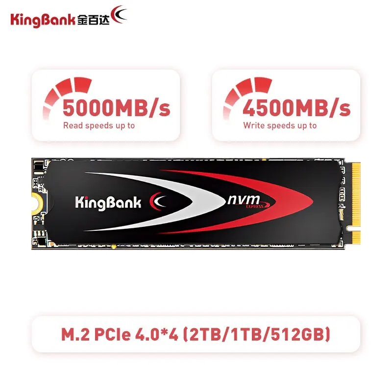 Kingbank KP260 SSD Gen4x4ความเร็วสูง5000MBs 2TB 1TB 512GB M.2 2280 SSD NVMe1.4 M2 Solid State ...