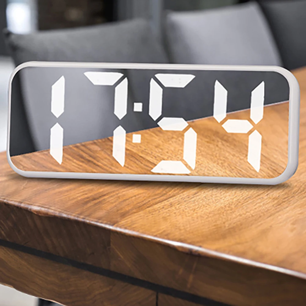 LED-Digital-Alarm-Clock-with-Snooze-Function-12-24H-Table-Mirror-Clocks ...