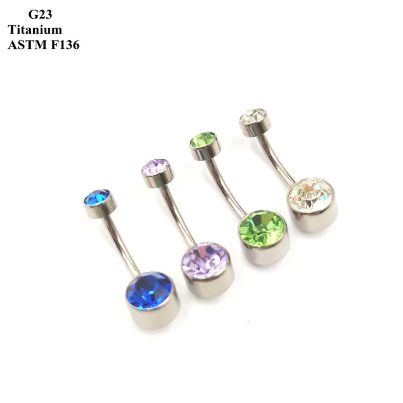G23 Titanium Navel Nail Simple Base 8mm Zircon And Opal Flat Bottom ...