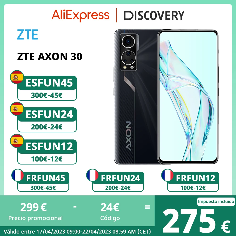 Versão global zte axon 30 5g smartphone 6.92 ''120hz amoled exibição ...