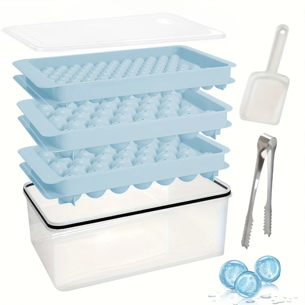 Ice Cube Tray with Lid and Bin 3 Layer Pallet High-capacity Easy Ice ...