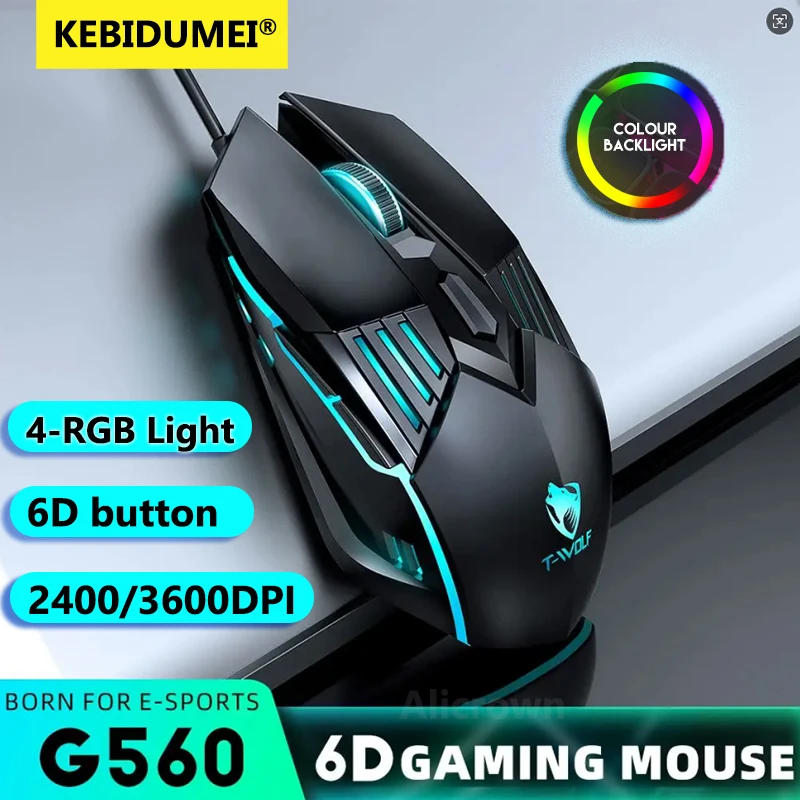 6D-Wired-Gaming-Mouse-USB-1800-2400-3600-DPI-Mechanical-Silent-Mice-E ...