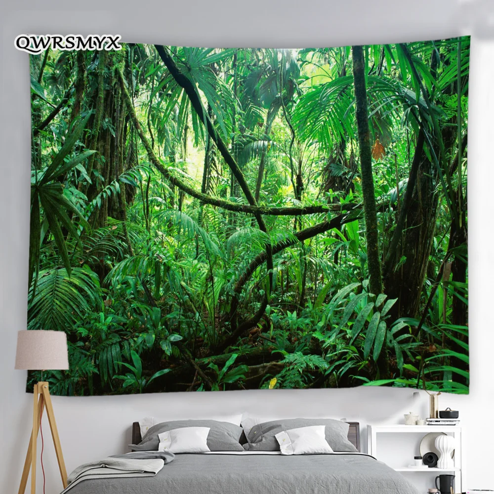 Tropical Rainforest Green Trees Landscape Tapestry Wall Hanging ...