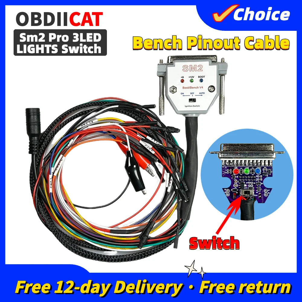 3LED-LIGHTS-Switch-Bench-Cable-ECU-Bench-Pinout-Cable-For-SM2-PRO-J2534 ...