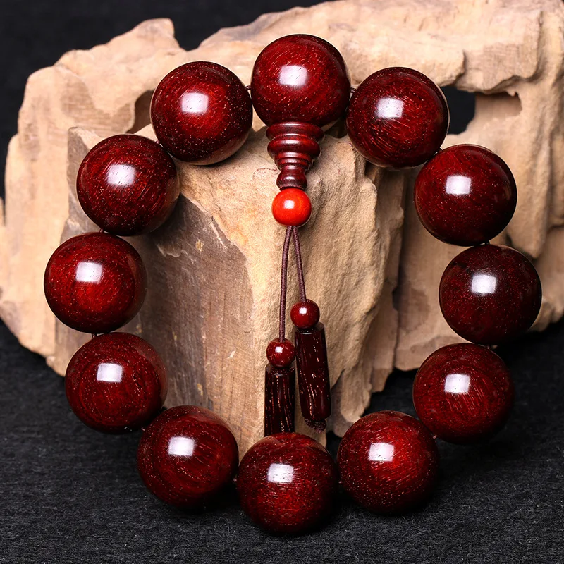 Free shipping men leaf red sandalwood beads hand string fish scales ...