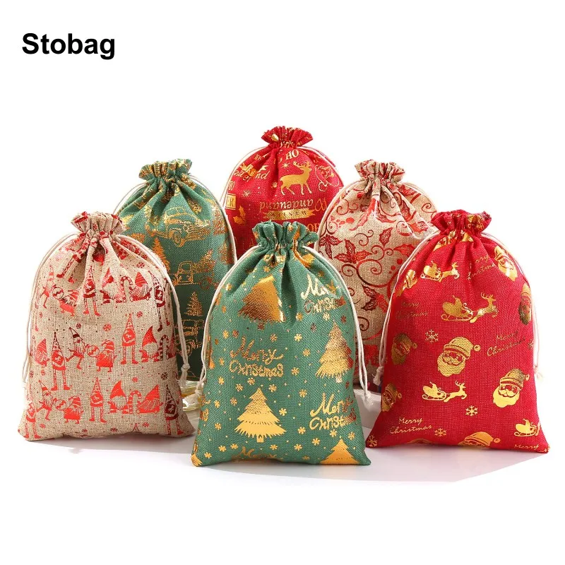 StoBag-10pcs-Merry-Christmas-Drawstring-Bundle-Bags-Large-Cotton-Candy ...