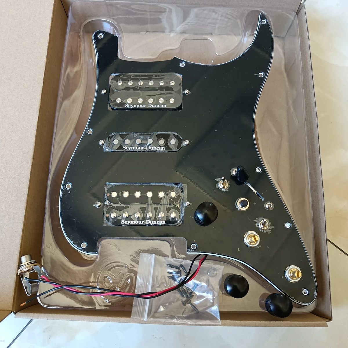 Hsh Prewired Strat Pickguard Black Seymour Duncan Sh1n Tb4 Pickups Cts ...