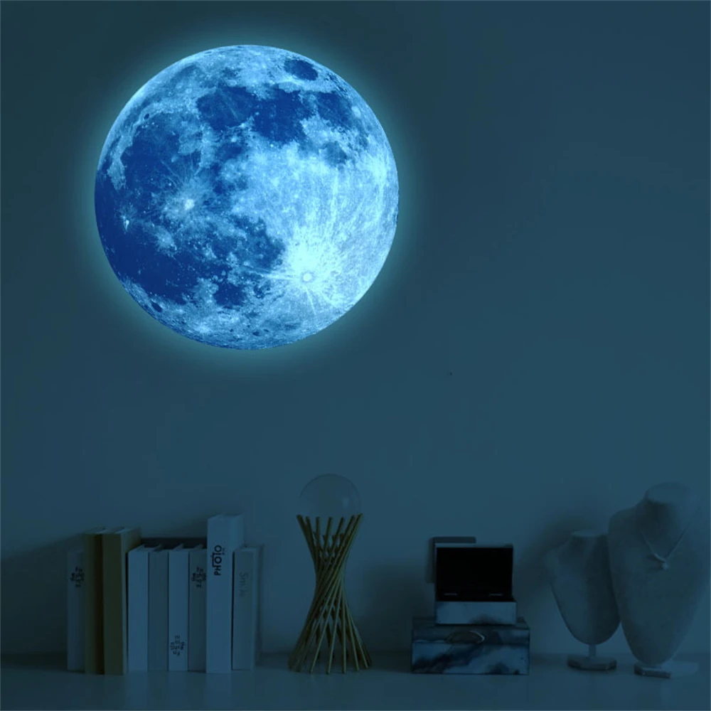 1PC-Luminous-Moon-Wall-Stickers-Wallpaper-Children-Glowing-Moon-Wall ...