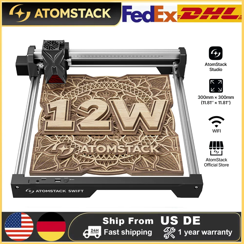 ATOMS TACK 12W Laser engraved material cutting Handmade DIY The Perfect ...
