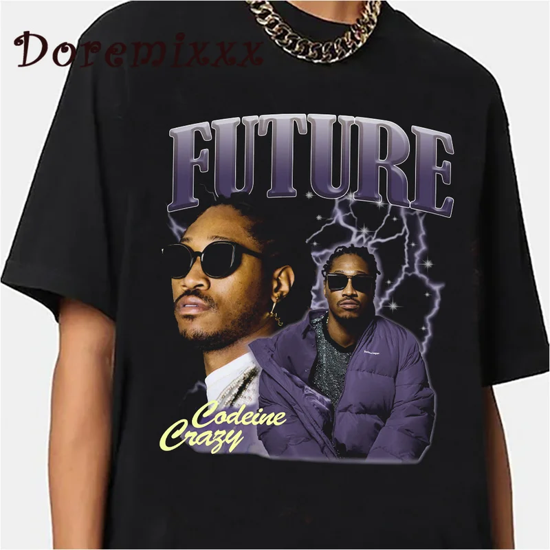 Hip Hop Men Graphic T Shirt Future Rapper Graphic Print Black T-shirt ...