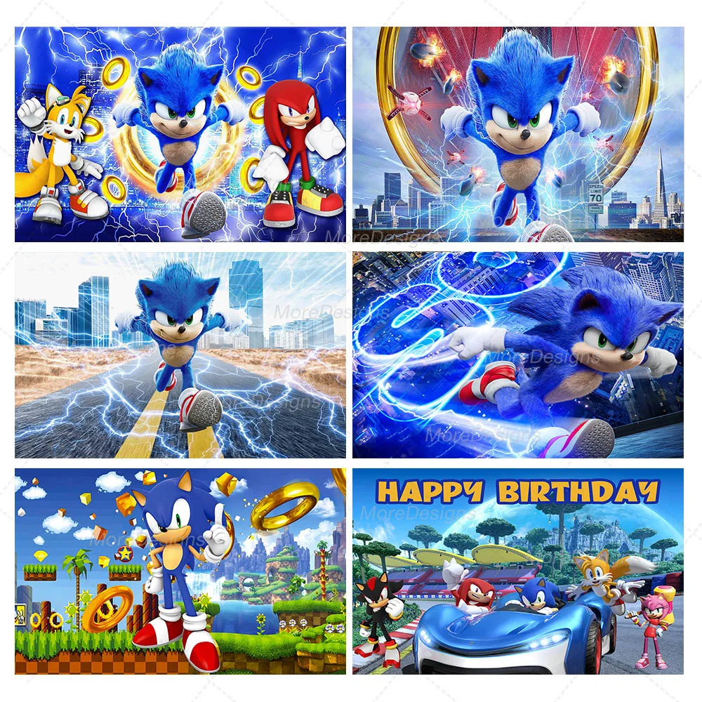 Sonic-Photo-Backdrop-Kids-Boys-Birthday-Party-Decoration-Cartoon ...