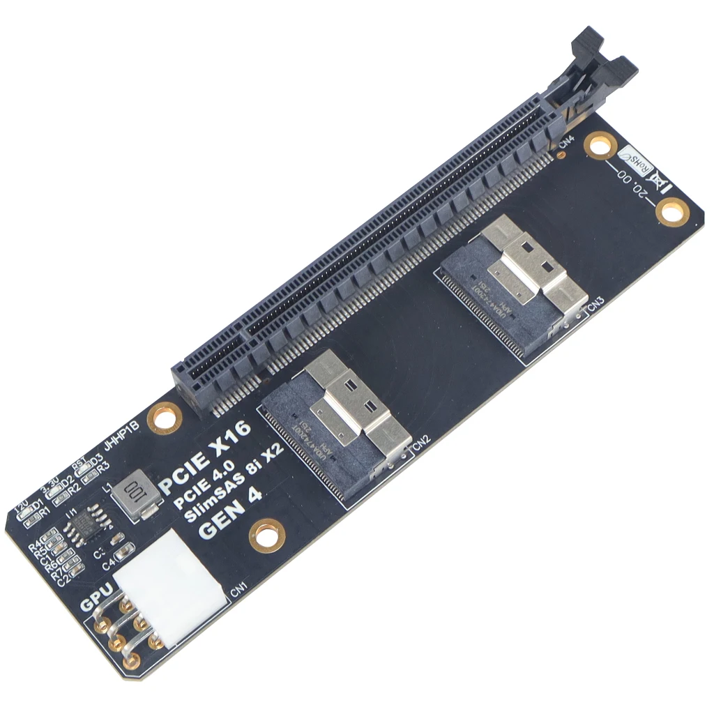 2Port SlimSAS 8i x2 to PCIe4.0 x16 Slot Adapter Card SFF8654 Riser Card ...