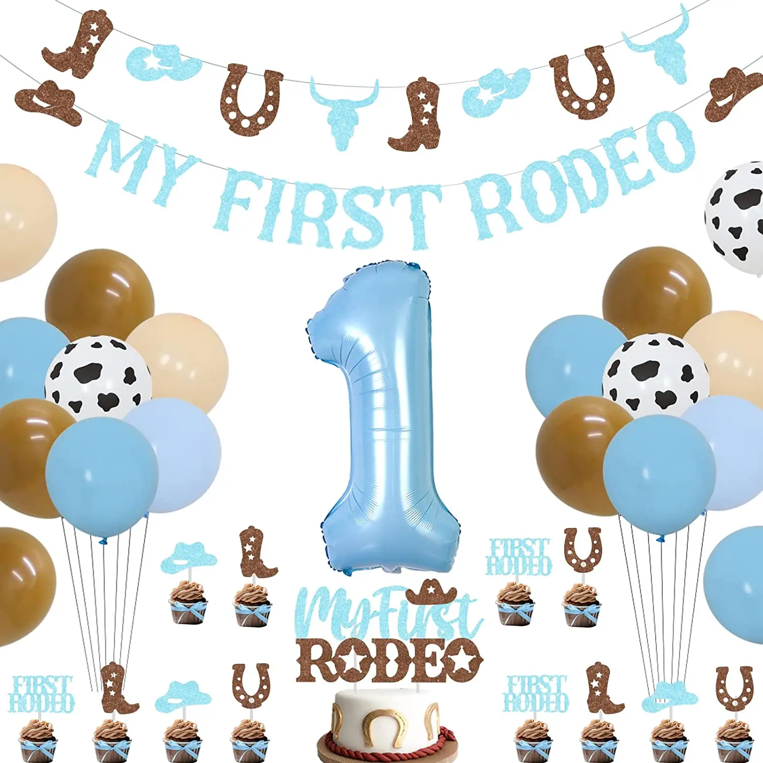 My-First-Rodeo-Party-Decorations-Boy-Blue-Cowboy-1st-Birthday-Supplies ...