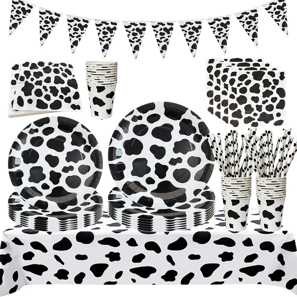Cow-Party-Disposable-Tableware-Set-Cow-Paper-Cups-Napkins-Tablecloth ...