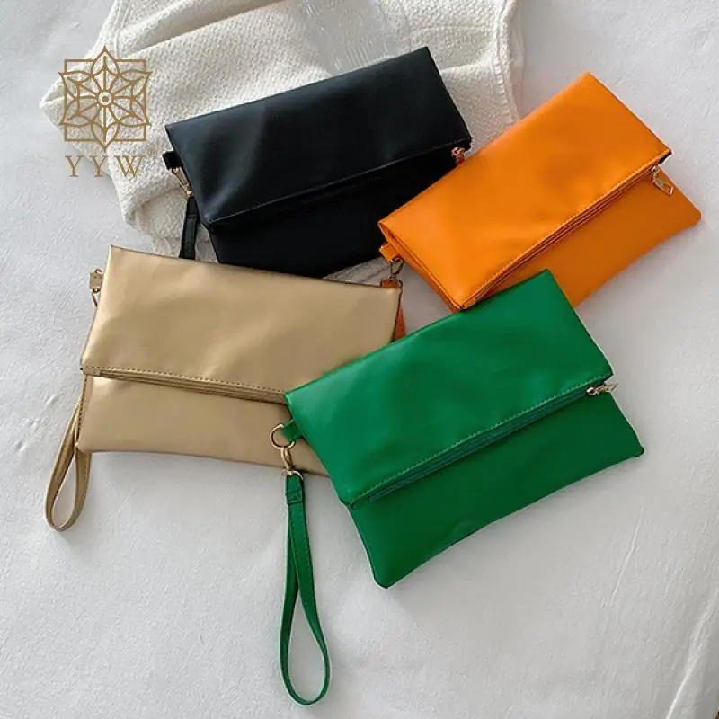 Solid-Color-Smooth-PU-Leather-Envelope-Clutch-Handbag-Large-Capacity ...