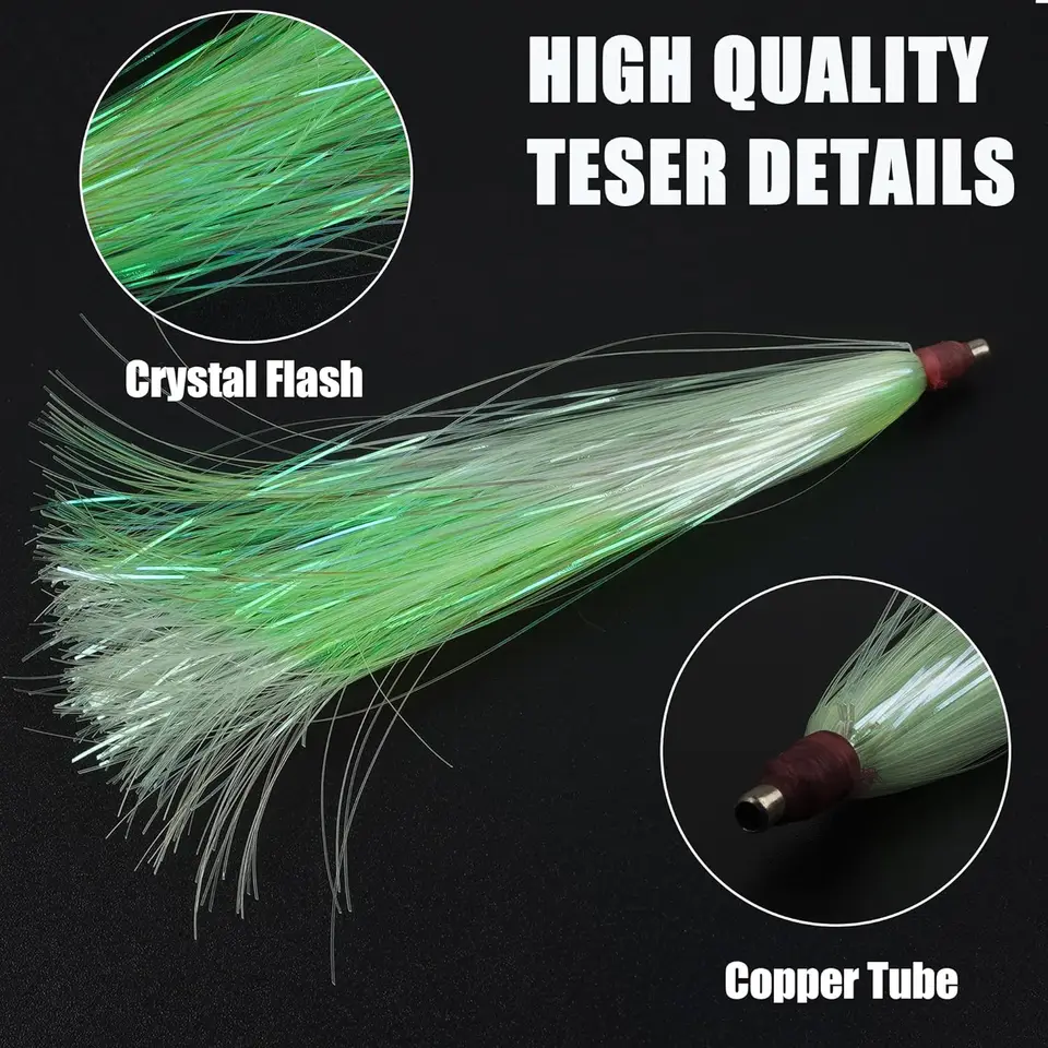 Mackerel Jigs Bucktail Teasers With Mylar Flash - Fishing Teaser Rigs ...