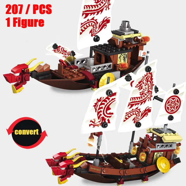New Phantom Ninja Dragon Ship Model Building Blocks Sodiers Figures ...