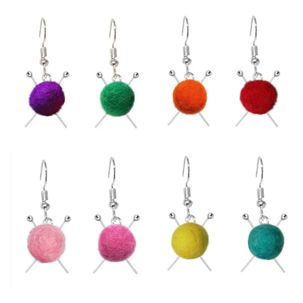 Creative-Cute-Wool-Ball-of-yarn-Earrings-Fun-Knitting-Yarn-Ball-drop ...