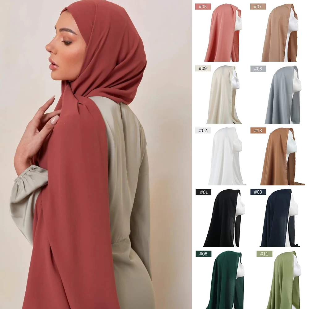 NON-TRANSPARENT-MUSLIM-WOMEN-SATIN-CHIFFON-HIJABS-LONG-SOLIDER-COLOR ...