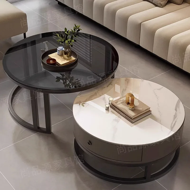 Storage Metal Coffee Table Set Living Room Luxury Modern Coffee Tables ...