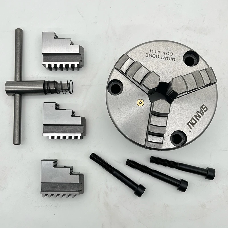 SANOU-Lathe-Chuck-100mm-K11-100-Front-Mount-3-Hole-3-Jaw-Self-centering ...