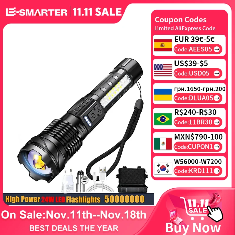 High-Strong-Power-24w-Led-Flashlights-50000000-Tactical-Light-Emergency ...