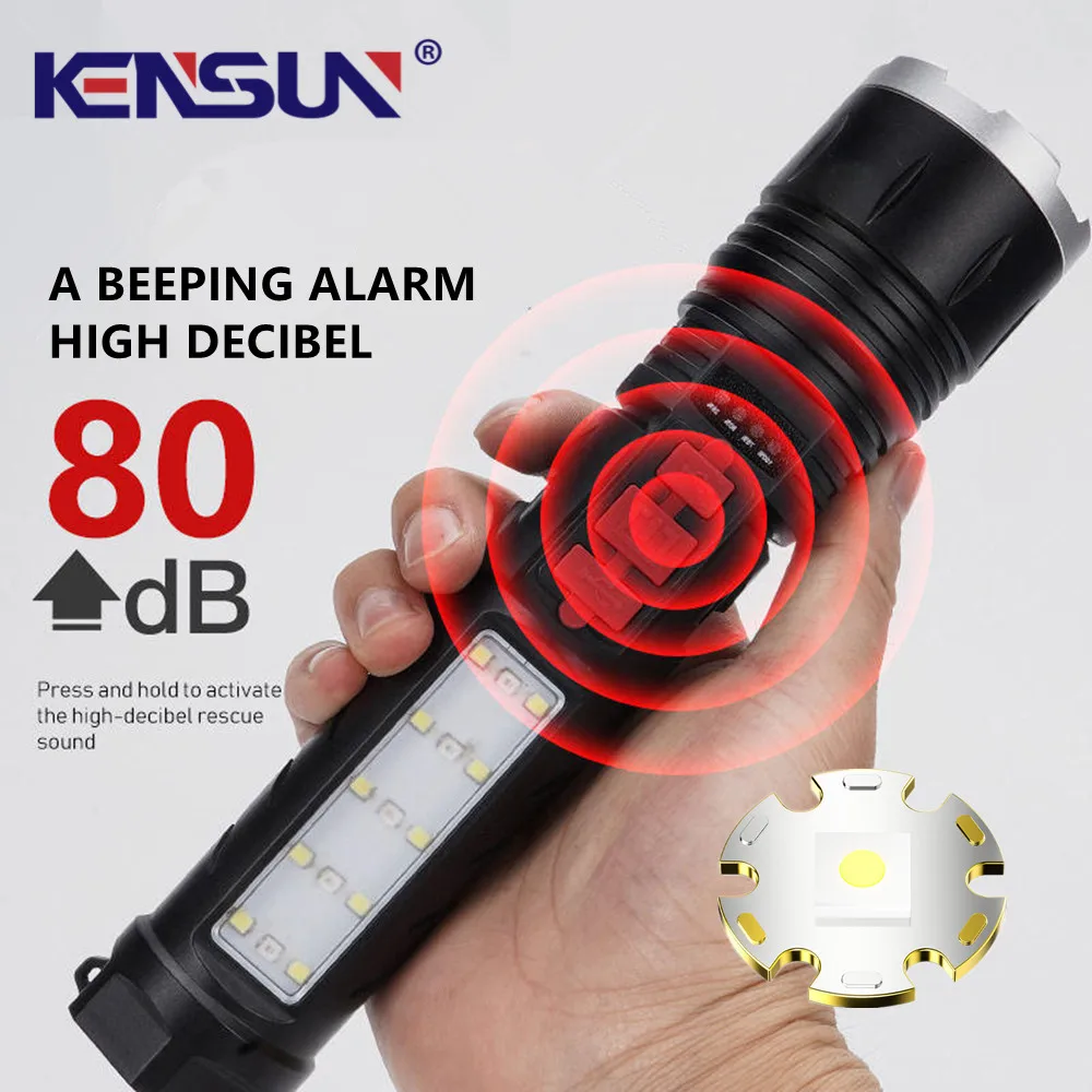 Powerful-LED-Flashlight-With-Buzzer-Alarm-Side-15-LED-Red-SOS-Light ...