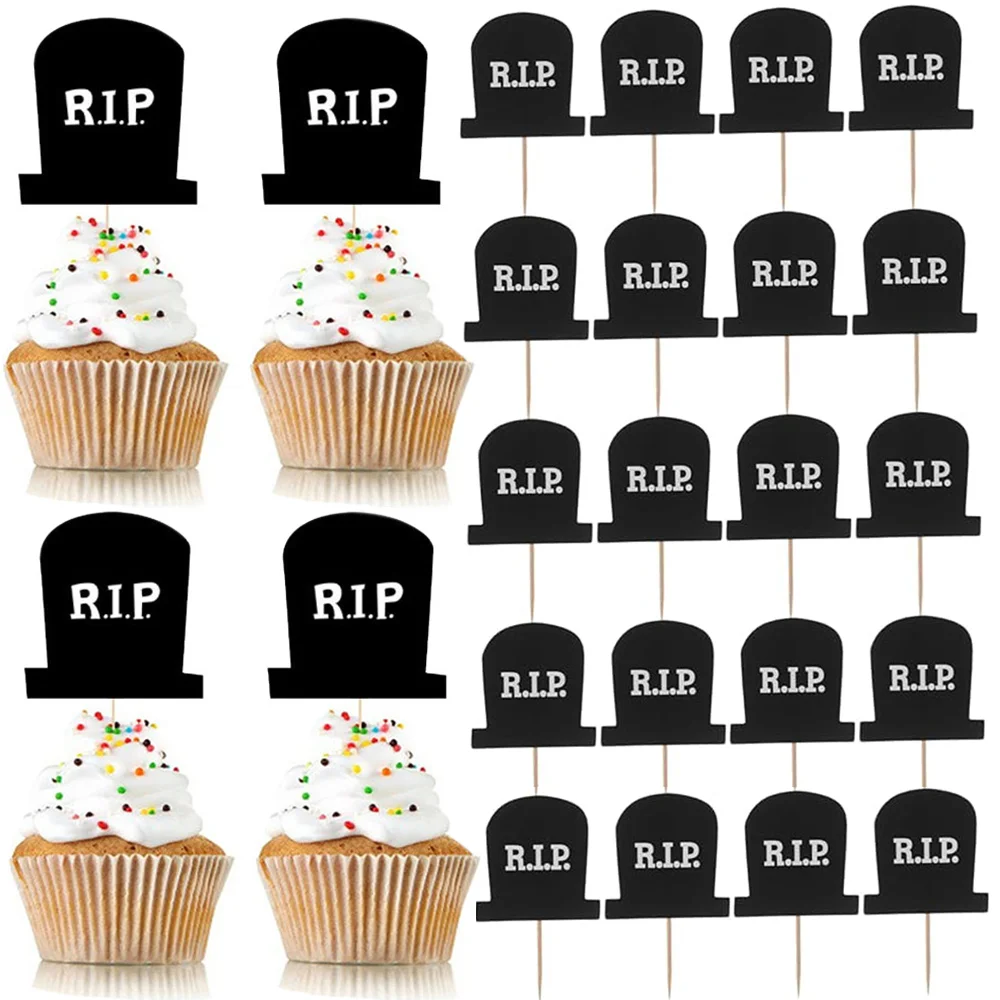 24 Pcs RIP Para Cupcakes Toppers Rip Ghost Cake Toppers RIP 20s 30s ...