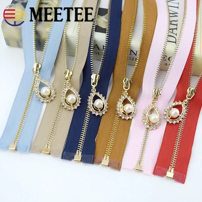 Meetee-2-5Pcs-3-Metal-Zipper-40-70cm-Open-End-Zips-with-Rhinestones ...