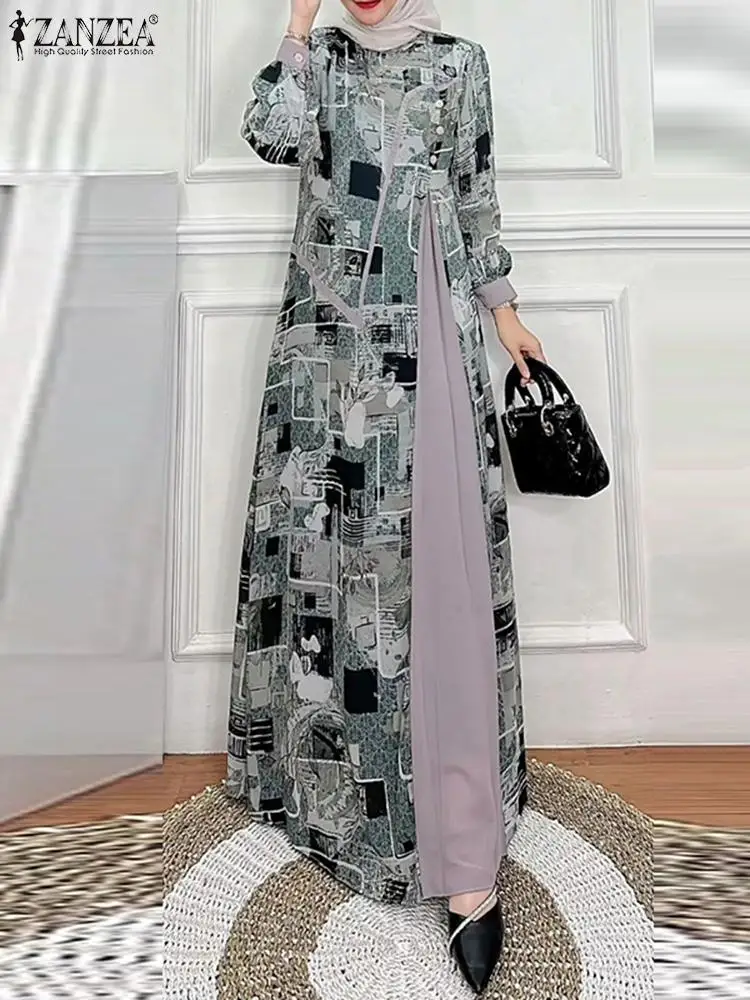 ZANZEA-Women-Art-Printing-Islamic-Maxi-Dress-Muslim-Fashion-Long-Sleeve ...