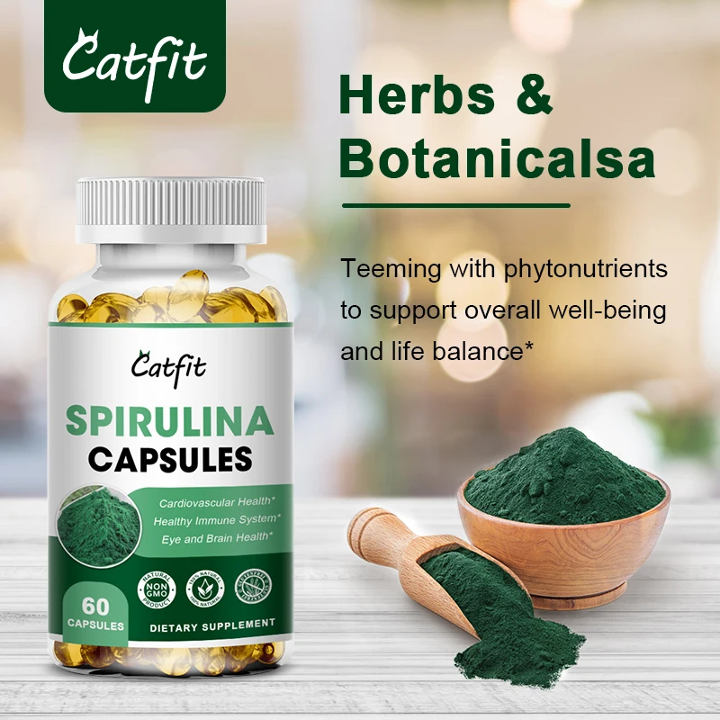 Catfit-Natural-2000mg-Spirulina-Chlorophyll-Capsules-Cardiovascular ...