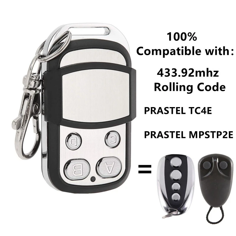 PRASTEL Garage Remote Control Compatible TC4E MPSTP2E Gate Door Opener 433.92MHz Rolling Code ...