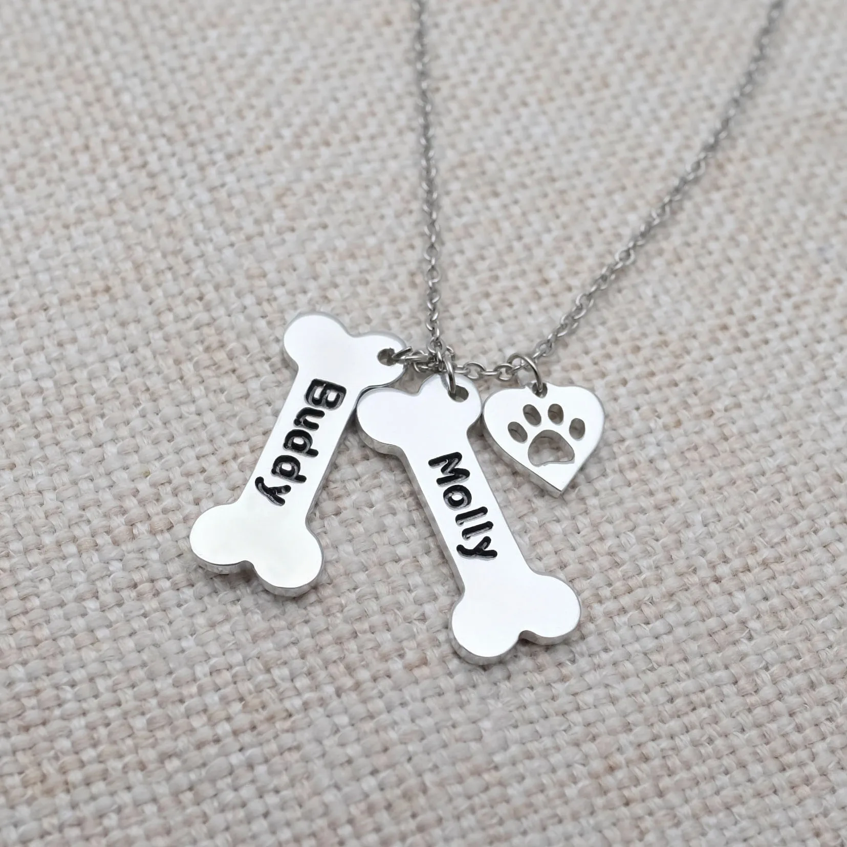 Personalized-Dog-Necklace-Custom-Names-Dog-Bone-Necklace-Pet-Names ...