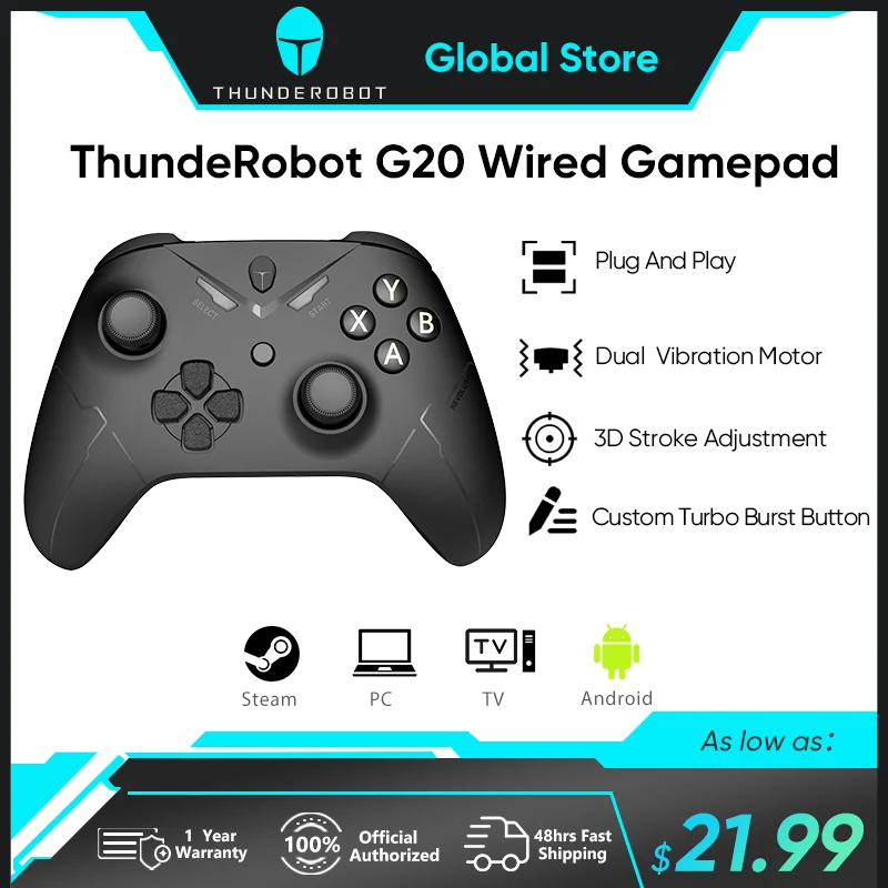 ThundeRobot-G20-Wired-Vibration-Gamepad-Joystick-Controller-for-Windows ...