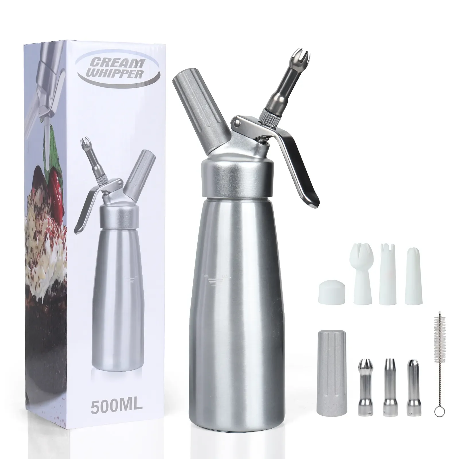 250ml-500ml-1000ml-Stainless-Steel-Aluminum-Whip-Cream-Maker-Canister ...