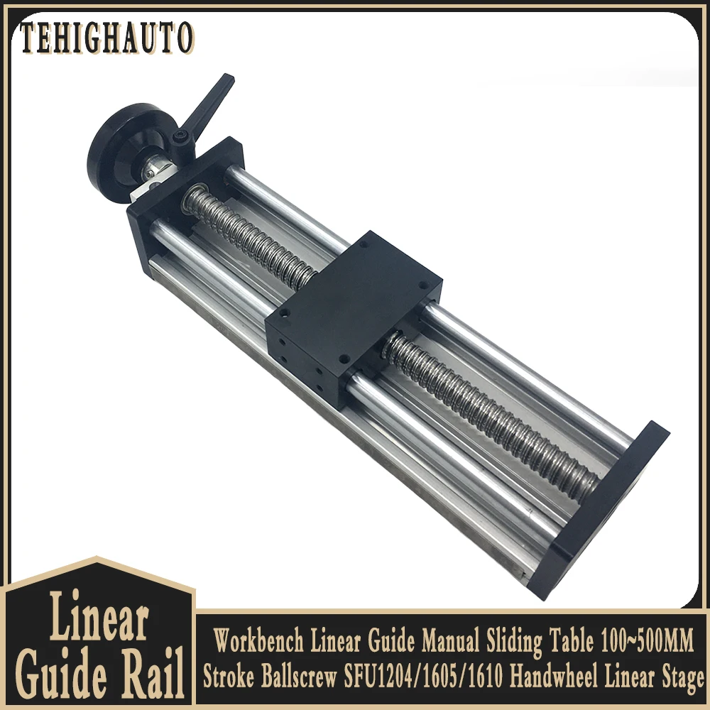 Linear-Guide-Manual-Sliding-Table-100-300MM-Stroke-Ballscrew-SFU1204-1605-1610-Handwheel-Linear ...