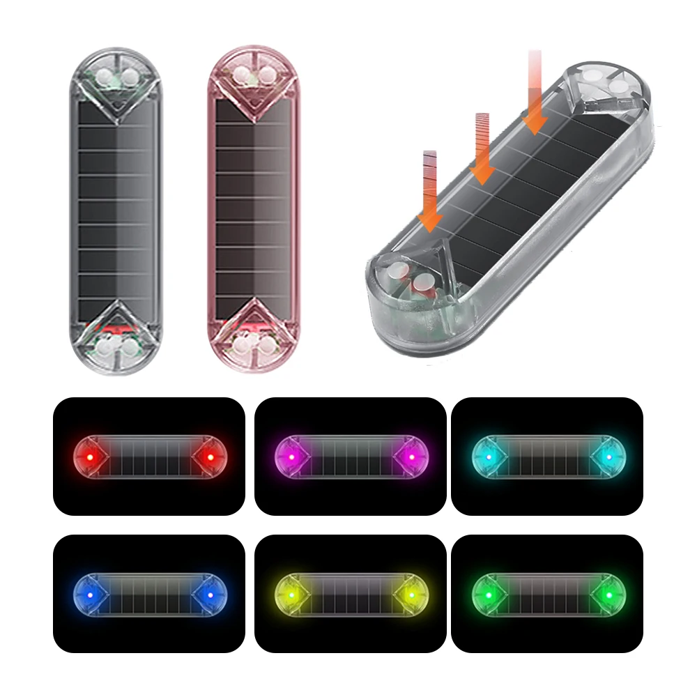 Solar-Power-Mini-LED-Car-Warning-Light-Colorful-In-Night-Security ...