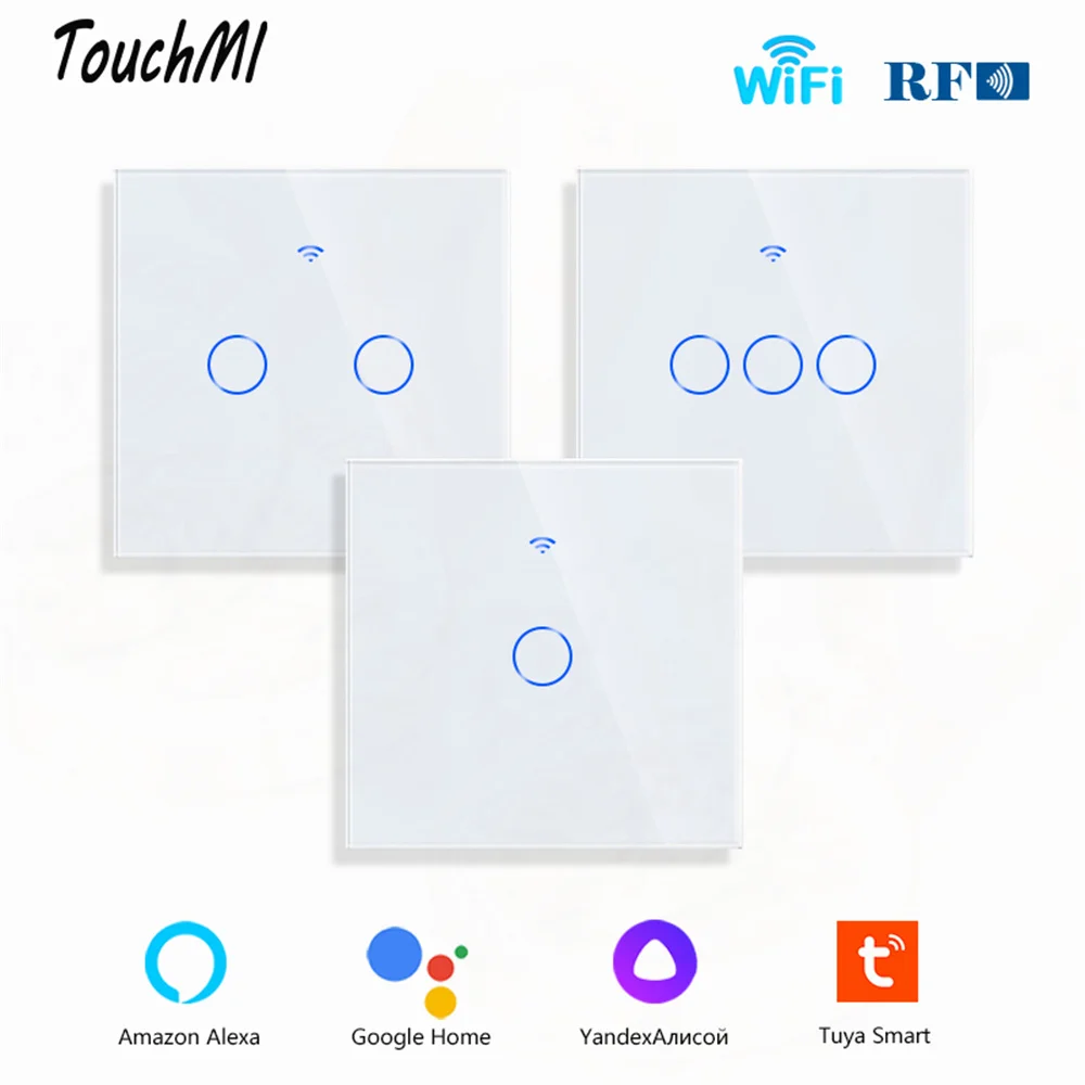 TOUCHMI White Panel Wifi Wall Light Touch Switch No Neutral Wire ...
