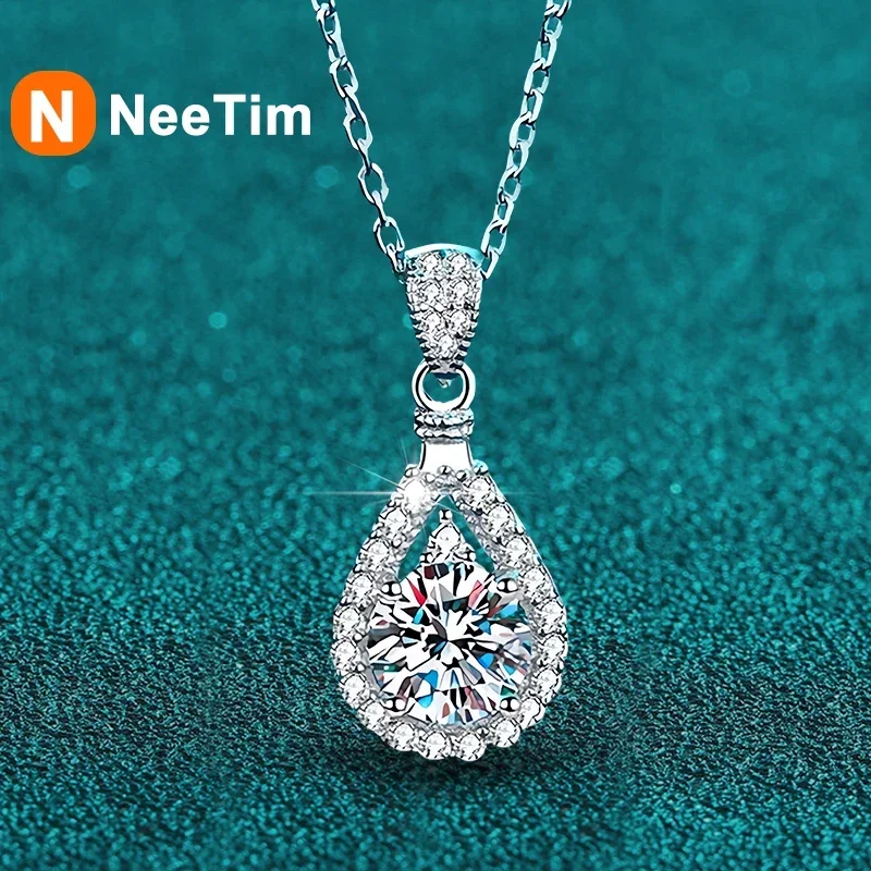 NeeTim-1CT-2CT-5CT-Moissanite-Pendant-For-Women-925-Sterling-Silver-Lab-Diamond-Plated-with ...